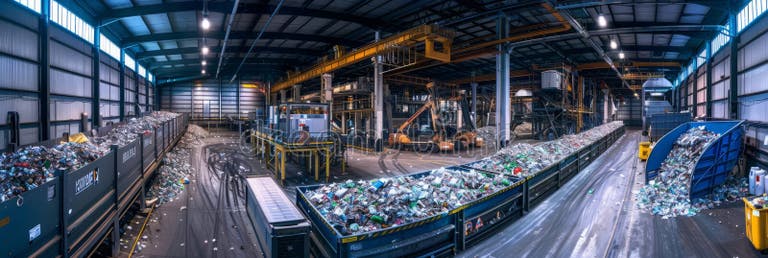 A Recycling Plant with Sorting Lines and Compactors, Showcasing the ...