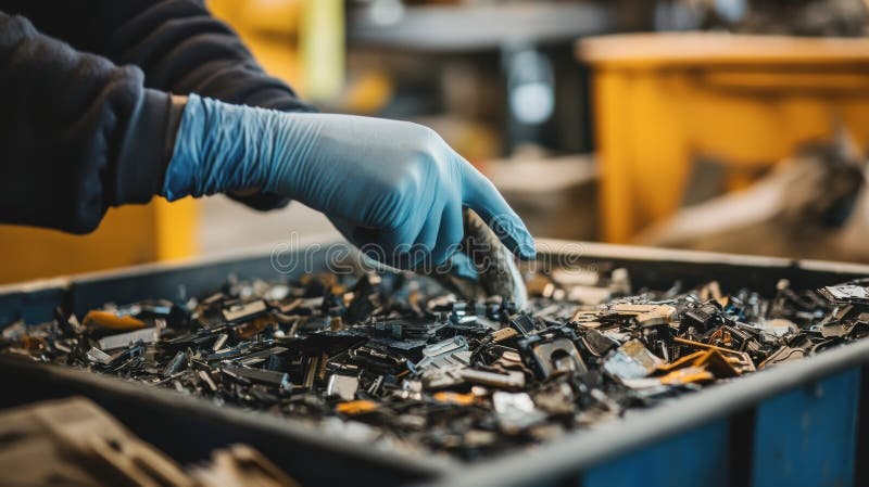 Recycling Plant Worker Sorting Electronic Waste for Innovative ...