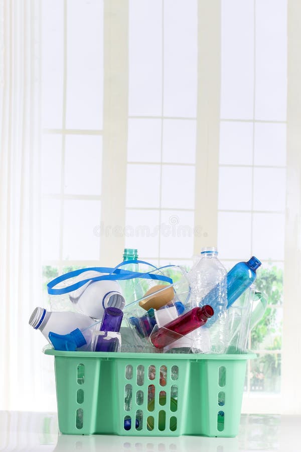 Recycling Plastic Basket Filled with Containers Isolated on White Stock ...