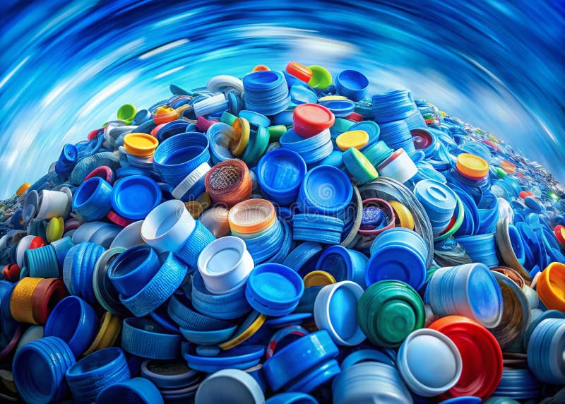 Recycling Plastic Bottle Caps a Double Exposure Image Highlighting the ...