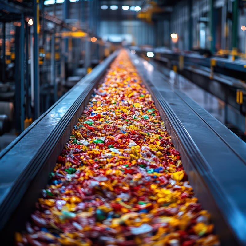 A Plastic Recycling Process on a Factory Stock Illustration ...