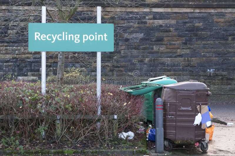 Recycling Point Sign at Skip Bin Rubbish Stock Image - Image of ...