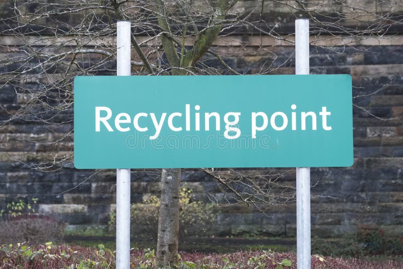 Recycling Point Sign at Skip Bin Rubbish Stock Photo - Image of empty ...