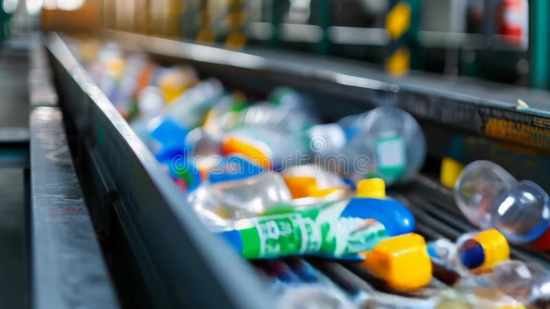 Recycling Process at a Waste Management Facility in the Afternoon Stock ...