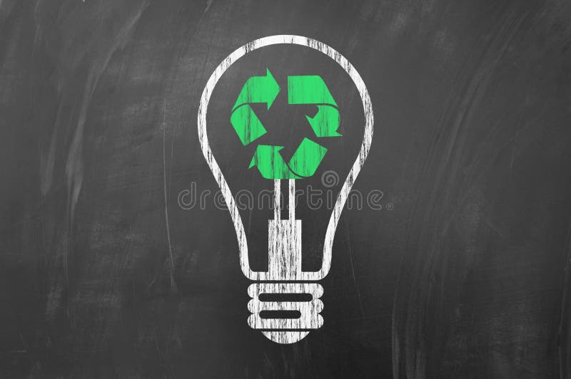 Recycling or Saving Electric Energy Stock Image - Image of chalk ...