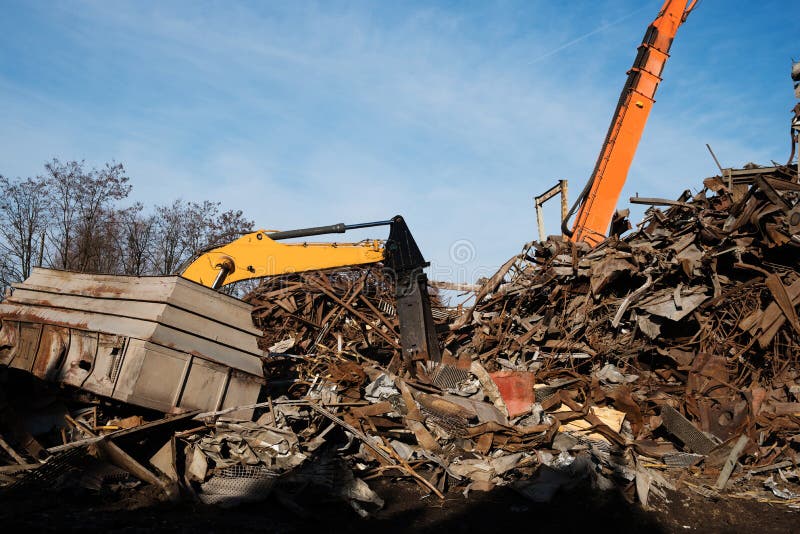 Recycling of scrap metal stock image. Image of building - 80818285
