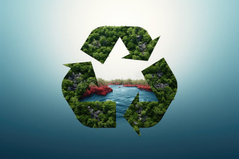 Recycling Sign Creatively Constructed from Trees, Symbolizing Harmony ...