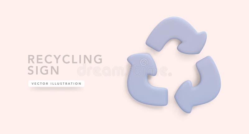 Recycling Sign in 3d Realistic Style with Shadow Isolated on Red ...