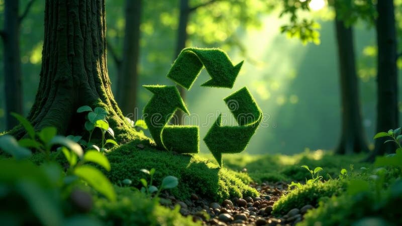 Recycling Sign in the Forest Stock Photo - Image of forest, climate ...