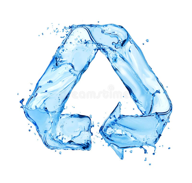 Recycling Sign Made of Water Splashes Isolated on White Background ...