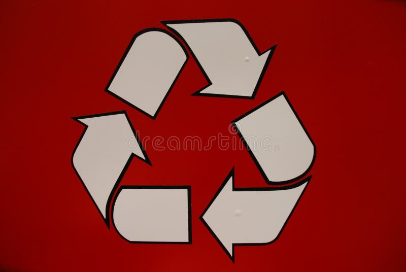 A recycling sign in red stock photo. Image of scrap, environmental ...