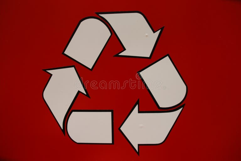 A recycling sign in red stock photo. Image of scrap, environmental ...