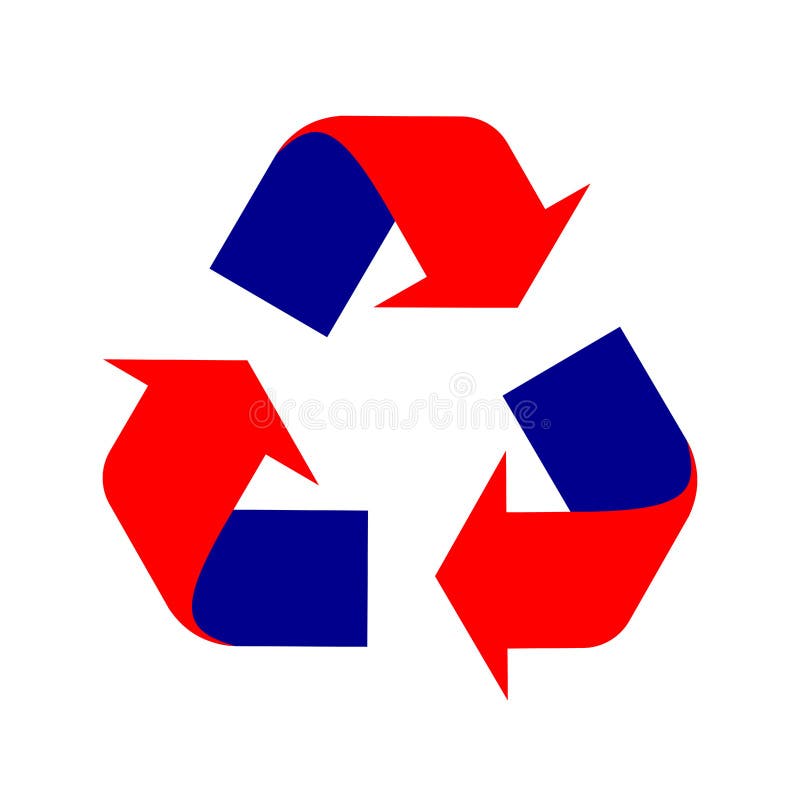 Recycling Sign on a White Background. Red and Blue Arrows Move in a ...