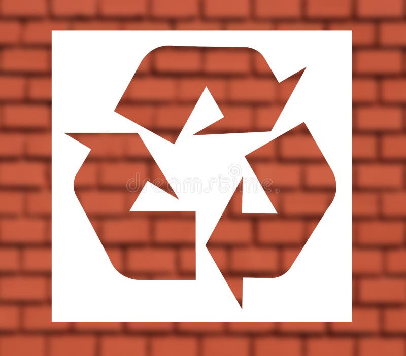 Recycling Sign with Red Brickwall Stock Image - Image of recycling ...