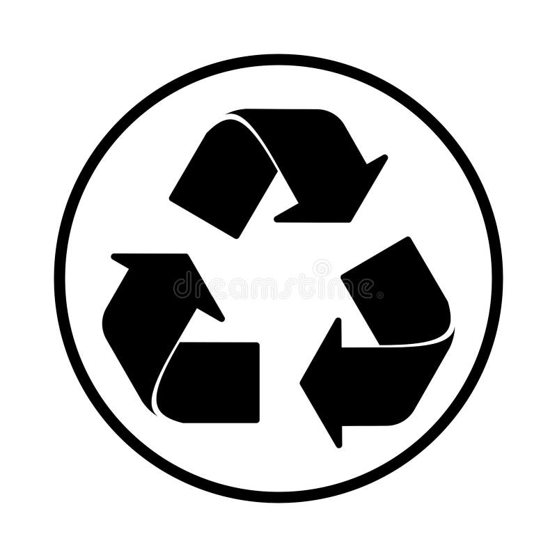 Recycling Sign on a White Background. Black Arrows Move in a Circle and ...