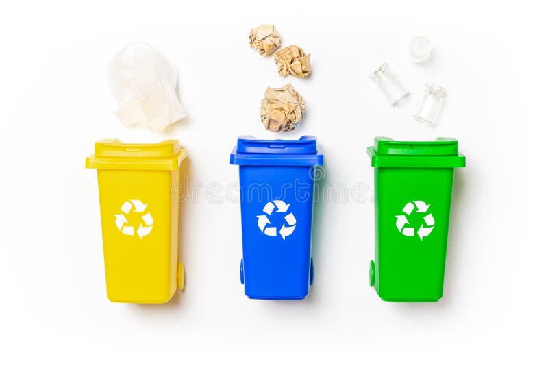 Recycling Sorting. Bin Container for Disposal Garbage Waste and Save ...
