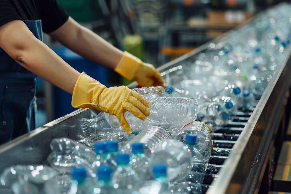 Recycling and Sorting Garbage from Plastic Bottles, a Hands in Gloves ...