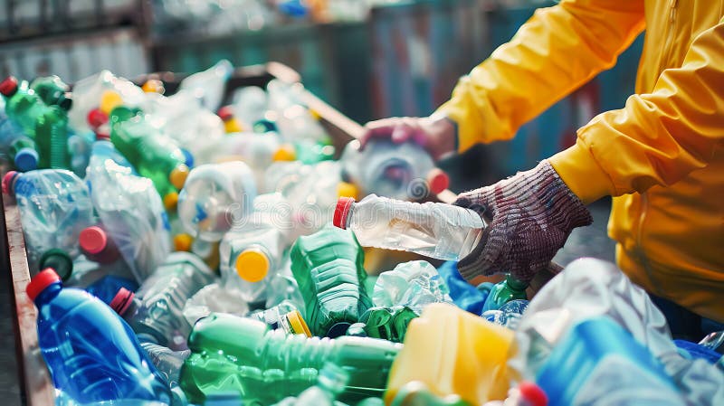Recycling and Sorting Plastic Bottles Concept. Stock Illustration ...