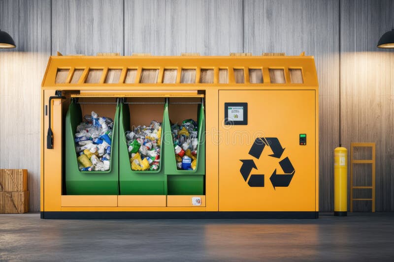 Recycling Station with Multiple Bins for Sorted Waste Materials in a ...