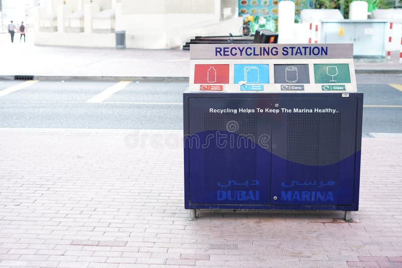 Recycling Station on the Street Stock Photo - Image of reduce, trash ...