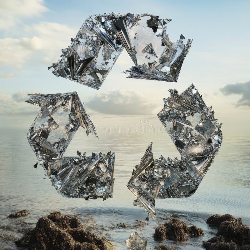 Recycling Symbol on the Background of the Sea. 3d Rendering Stock ...