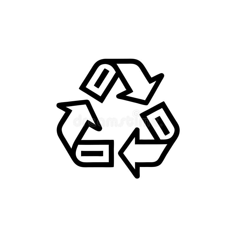 Recycling Symbol Black Outlined Vector for Environmental Awareness ...