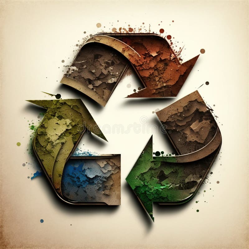 Recycling Symbol with Colourful Paint on Yellow Background, Created ...