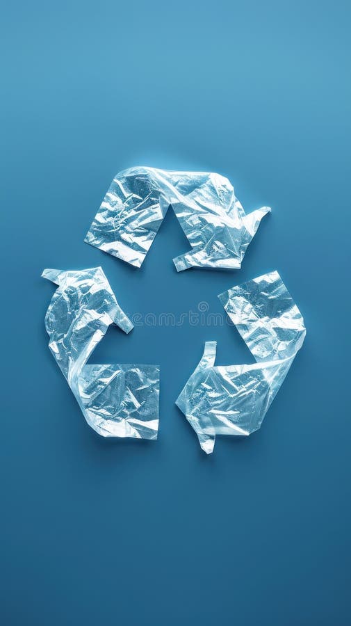 A Recycling Symbol Crafted from Plastic Wrap, Emphasizing Eco-friendly ...