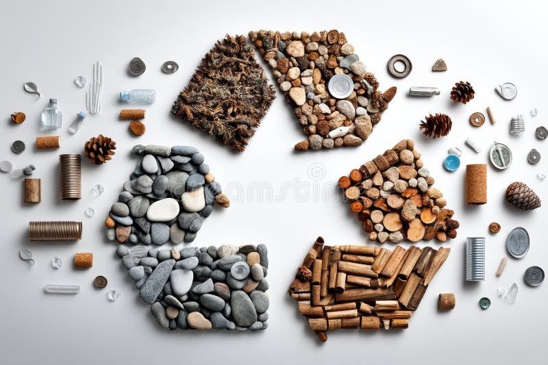 Recycling Symbol Creatively Crafted from Various Natural and Manmade ...