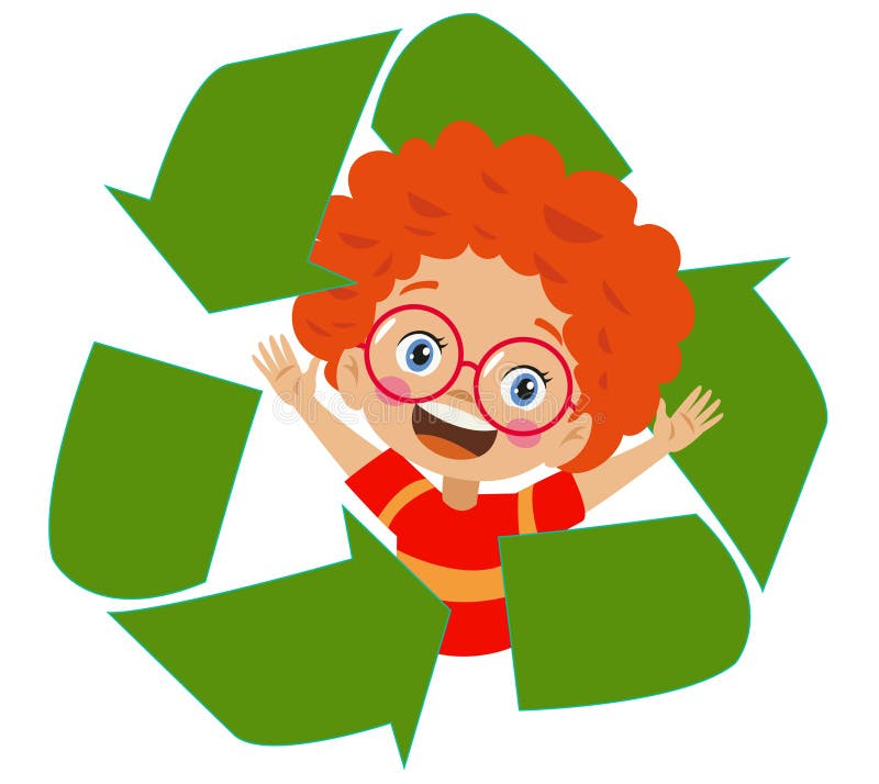 Recycling Symbol and Cute Children Stock Vector - Illustration of ...