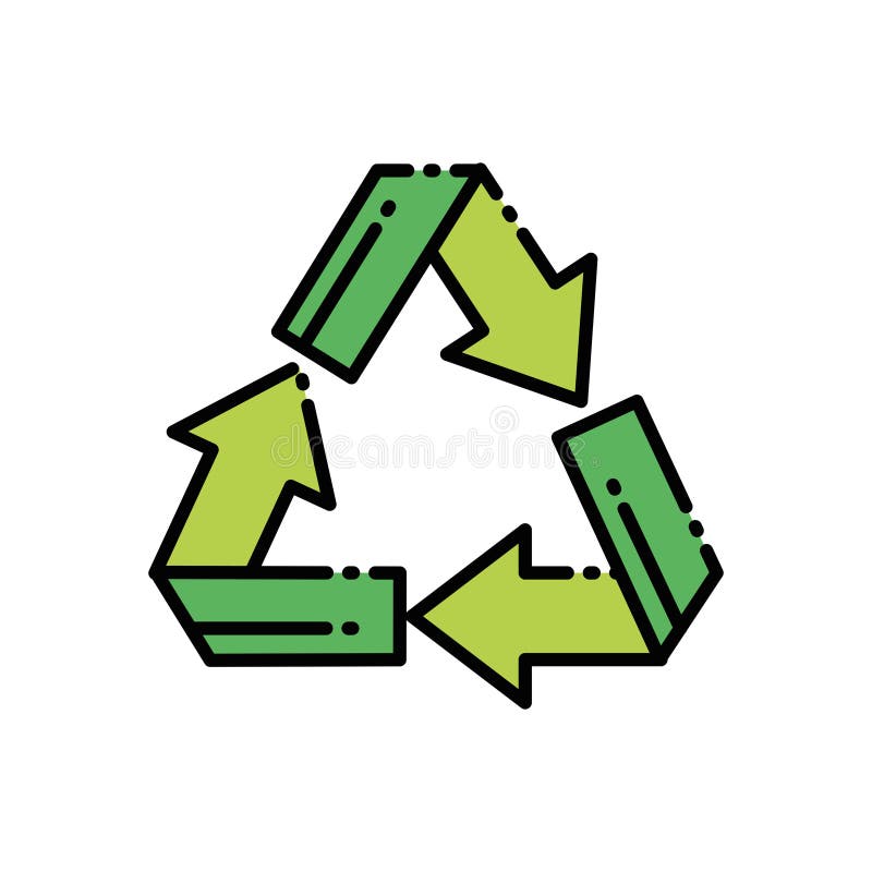 Recycling Symbol Flat Line Illustration Stock Illustration ...