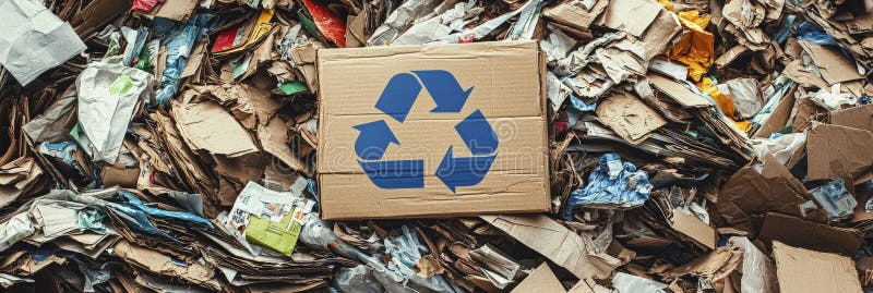Recycling Symbol on Flattened Cardboard Stack Stock Illustration ...