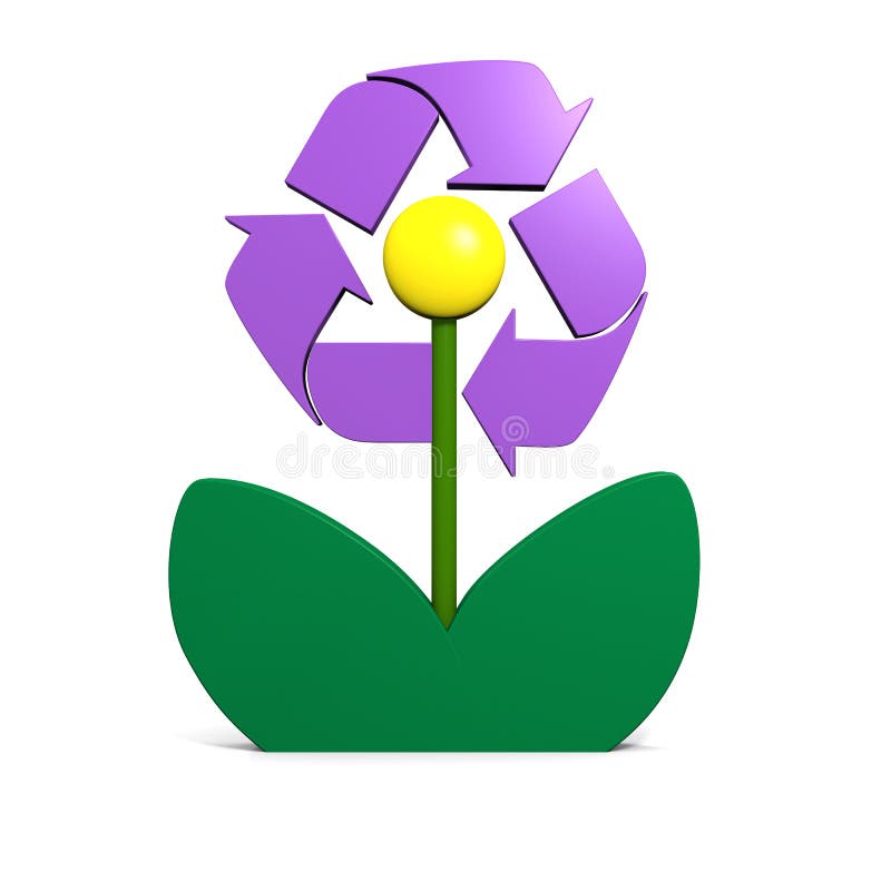 Recycling symbol on flower stock illustration. Illustration of symbol ...