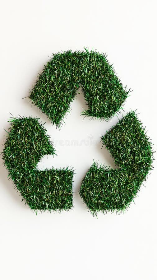 Recycling Symbol with Grass Texture on Clean Background. Ecology ...