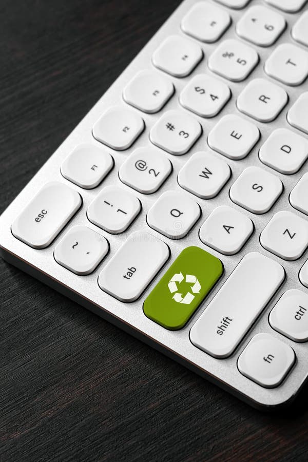 Recycling Symbol on Green Computer Keyboard Key Stock Image - Image of ...