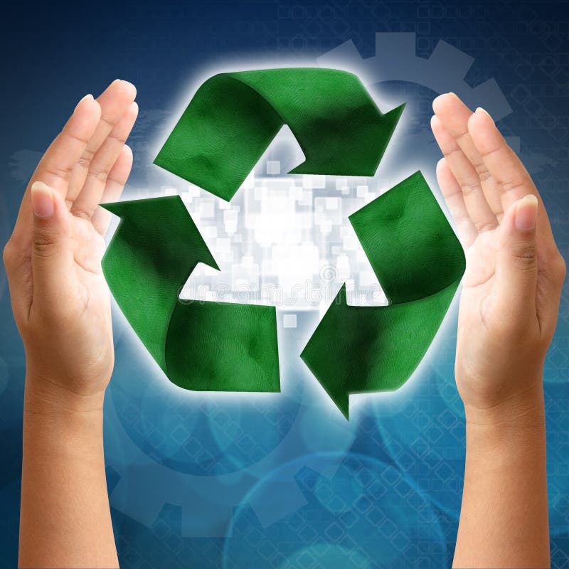 Recycling Symbol and Hand stock photo. Image of protection - 20635588