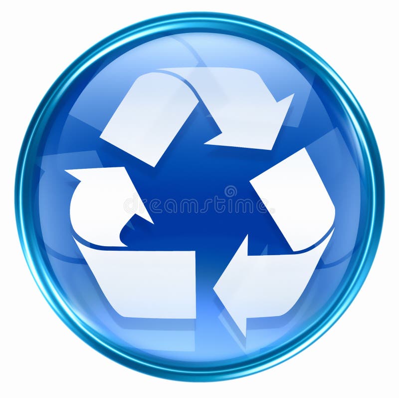 Recycling symbol icon blue stock illustration. Illustration of button ...