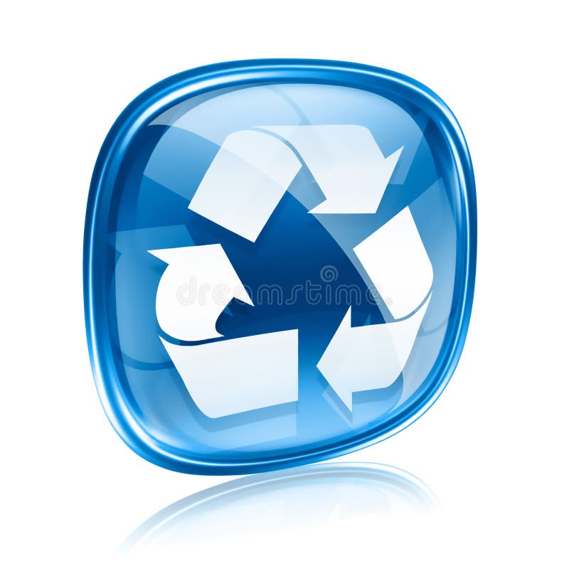 Recycling symbol icon blue stock illustration. Illustration of button ...