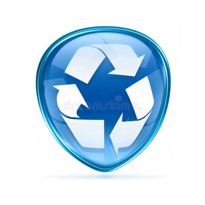 Recycling symbol icon blue stock illustration. Illustration of button ...