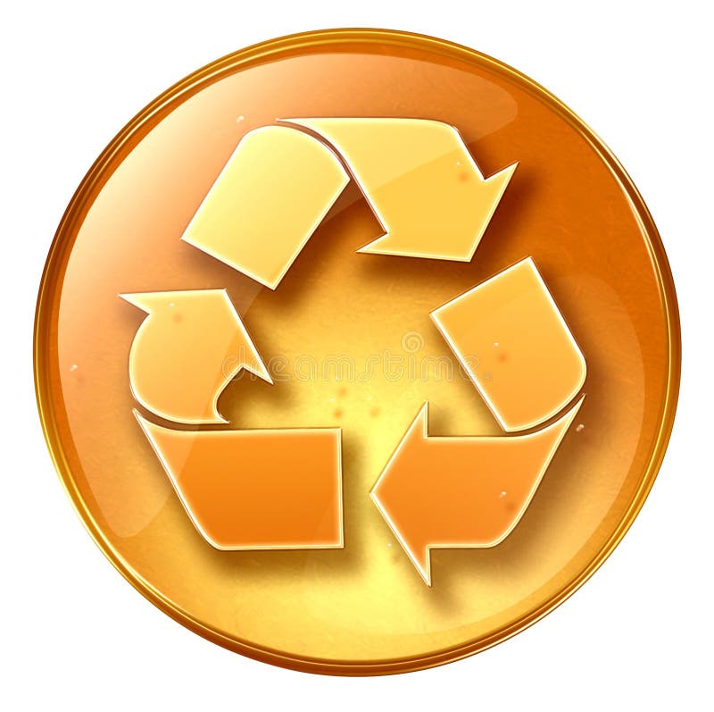 Recycling Symbol Icon Yellow Stock Illustration - Illustration of peace ...