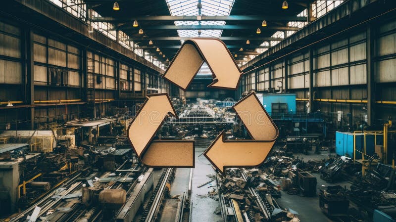 A Recycling Symbol Integrated into a Factory S Production Line Stock ...