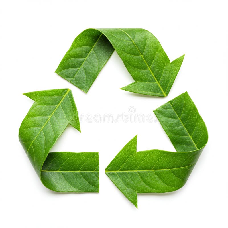 Recycling Symbol Made from Green Leaves, Each Bent into a Triangular ...