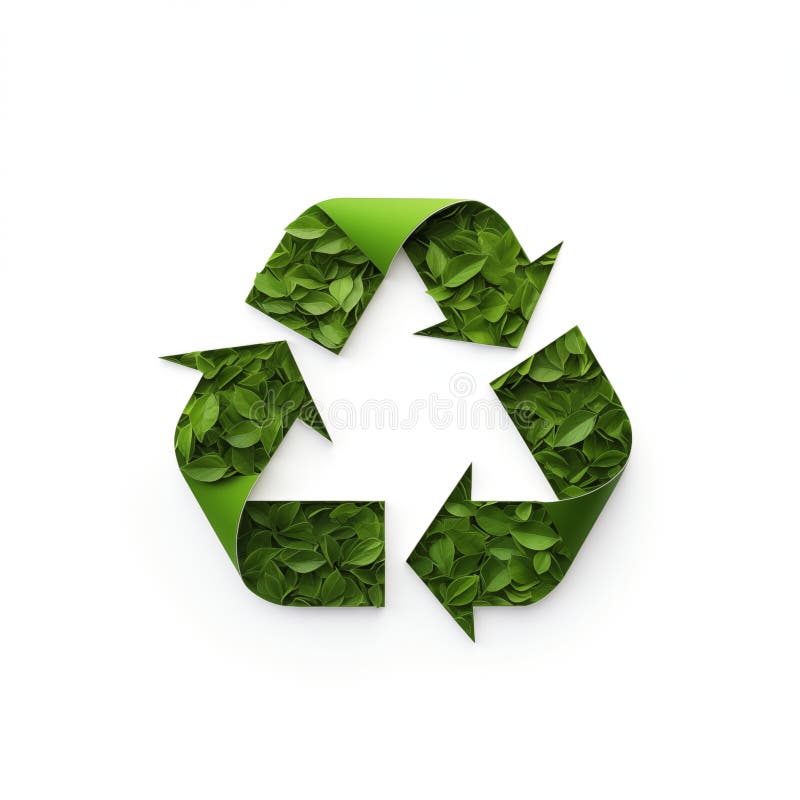 Recycling Symbol Made of Green Leaves on a White Background Stock ...