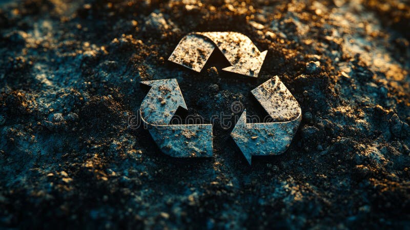 Recycling Symbol on Textured Dirt and Soil Surface. Stock Photo - Image ...