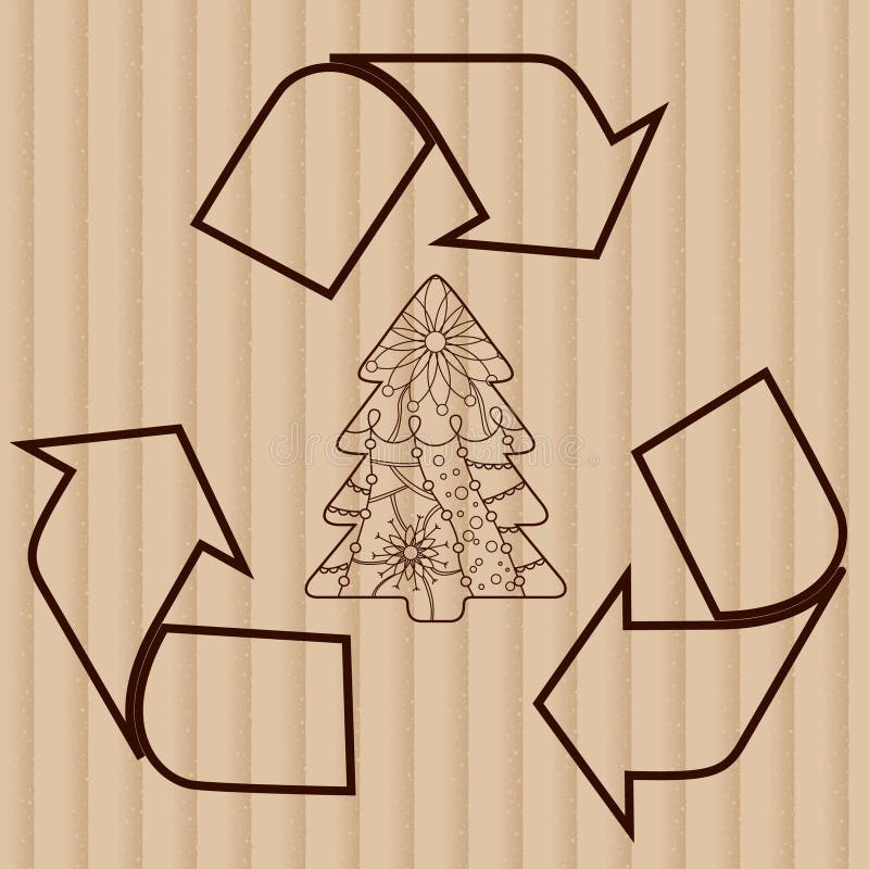 Recycling Symbol with Tree on Cardboard Stock Vector - Illustration of ...