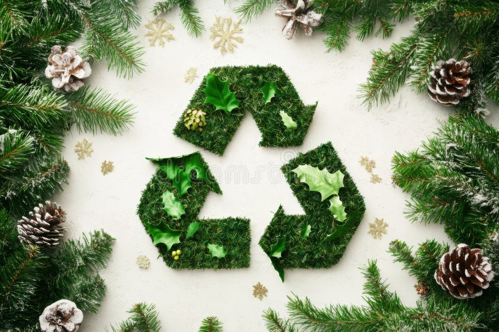 Recycling Symbol in Winter Greenery Stock Photo - Image of holly ...