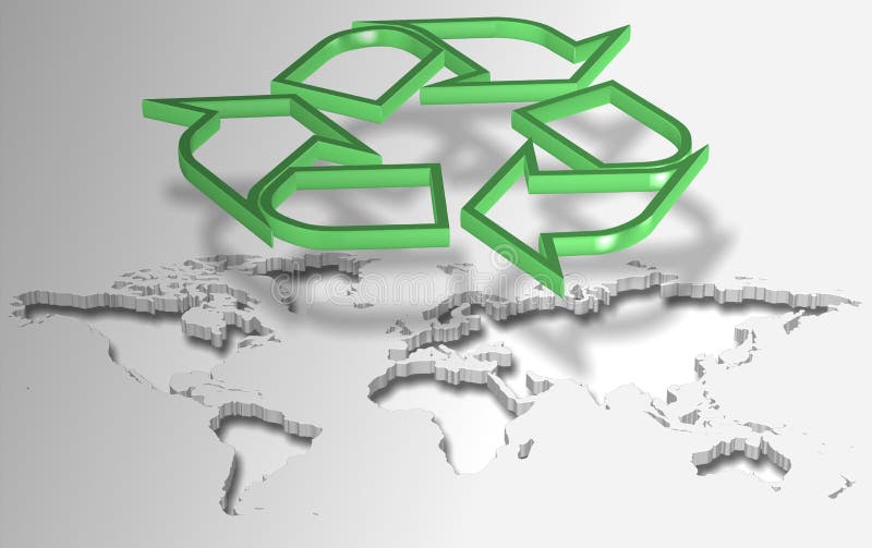 Recycling symbol and world stock illustration. Illustration of concept ...