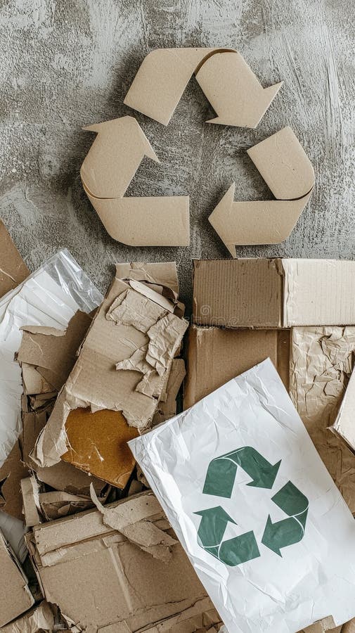 Recycling Symbols and Cardboard Represent Sustainability Stock ...
