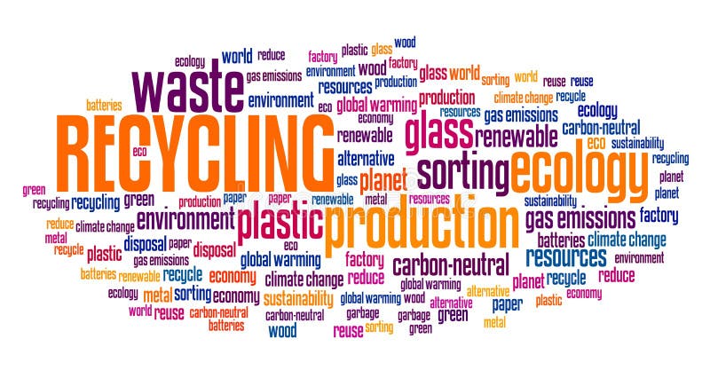 Recycling text sign stock illustration. Illustration of words - 223597634