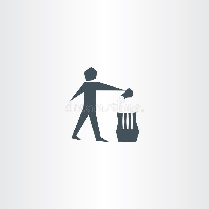 Recycling Trash Bin Man Symbol Garbage Icon Stock Vector - Illustration ...